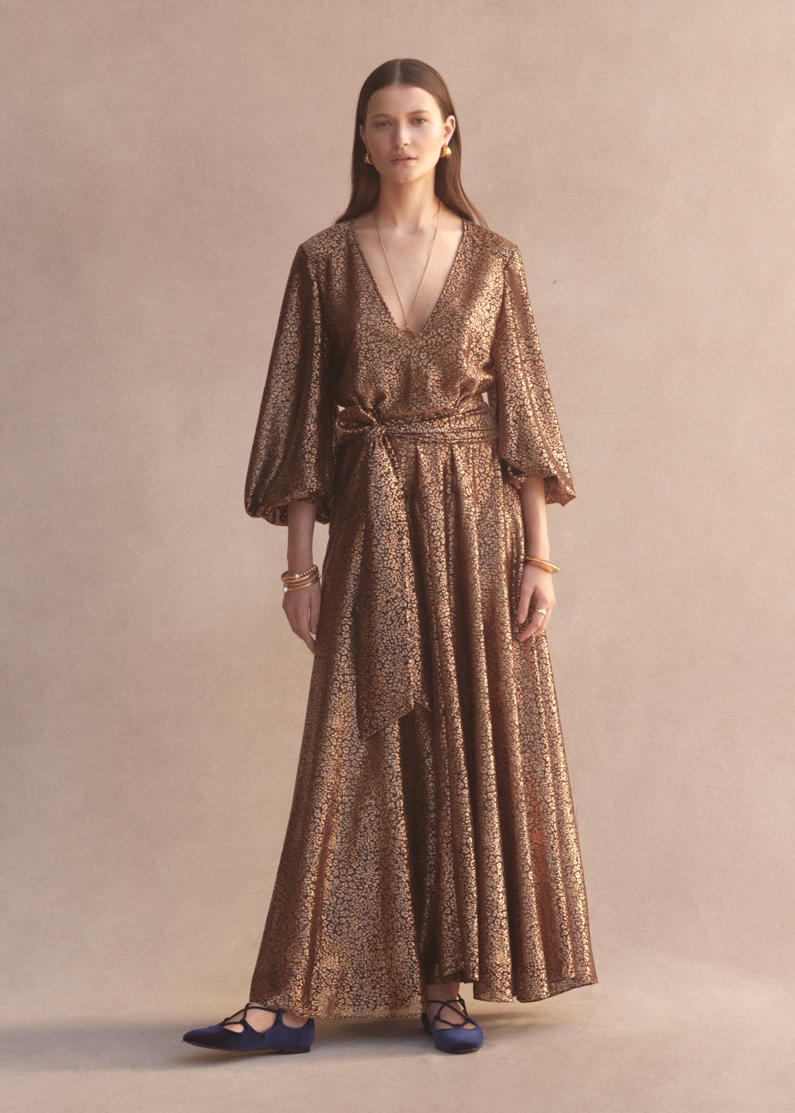 Rocca Maxi Dress | Metallic Gold Leopard – Luxe de Valentina